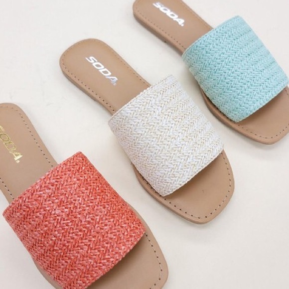 Soda | Shoes | Soda Celino Nude Raffia Casual Slide Mule Sandal | Poshmark